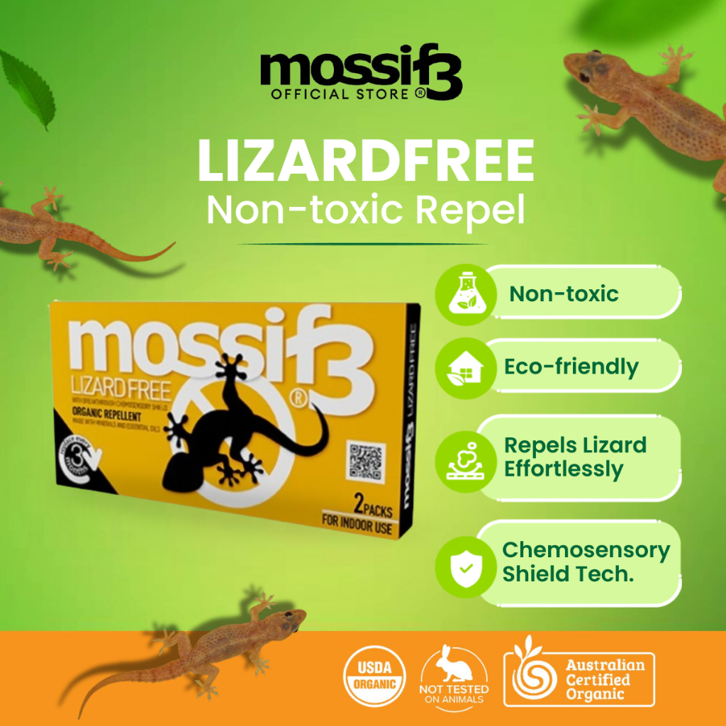 (Non Toxic) Mossif3 Lizardfree 1 Box Value Pack Anti-Lizard Repellent ...