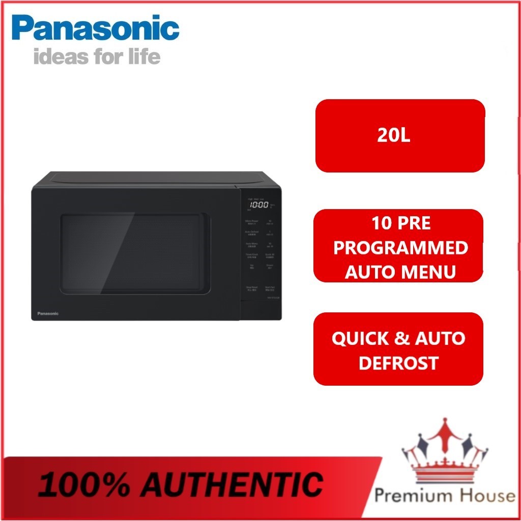 PANASONIC 20L SOLO MICROWAVE OVEN NN-ST22QBMPQ WITH 10 PRE-PROGRAMMED ...