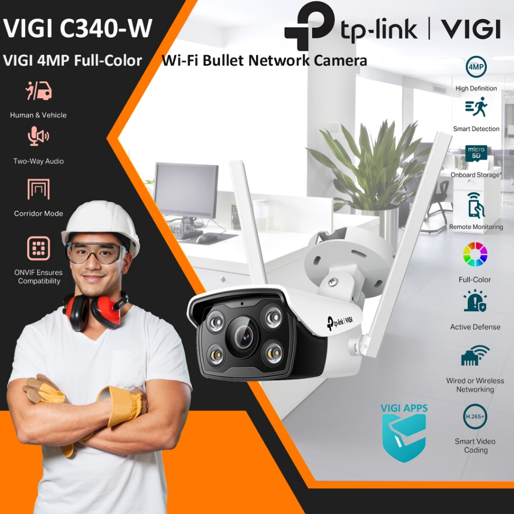 TP-LINK VIGI C340 C340-W Outdoor Wire CCTV Full Colour High Definition ...