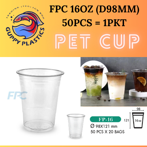 FPC PET CLEAR CUP 16OZ/500ML 50PCS (98MM) / CAWAN PLASTIK PET 16OZ | Shopee Malaysia