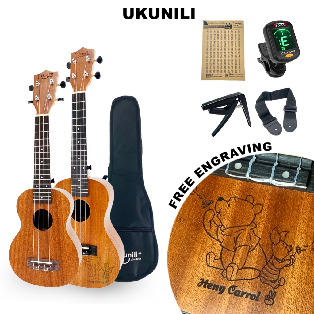 UKUNILI Ukulele 21/23 Soprano Concert [Engraving Name/Picture/LOGO ...