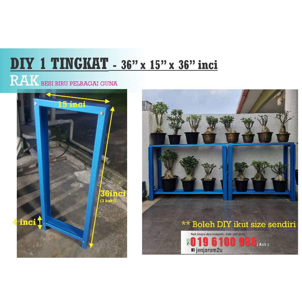 1 UNIT CUSTOM DIY - C CHANNEL BESI BIRU 36 inci (Tinggi) x 15 inci ...
