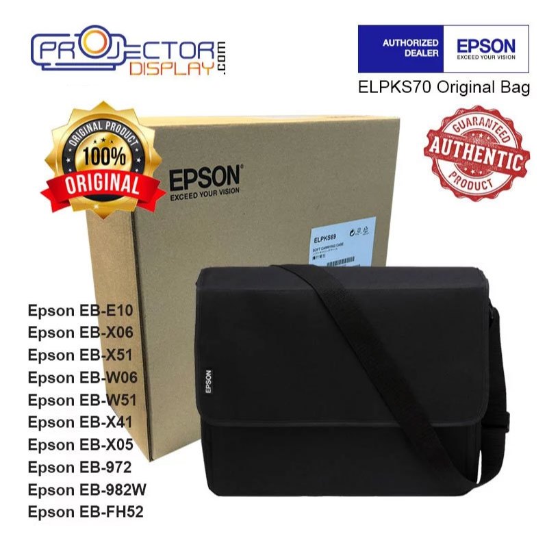 ORIGINAL Epson ELPKS69 Projector Soft Carrying Case, Bag, For EB-E01 | EB-E10 | EB-X06 | EB-X51 ...