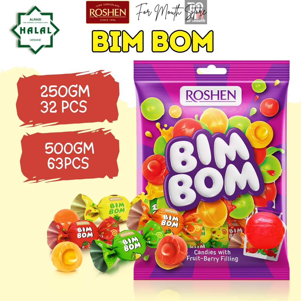 250/500gm ROSHEN Candy Bim Bom Hard Candy Soft Chewy Filling Pineapple ...