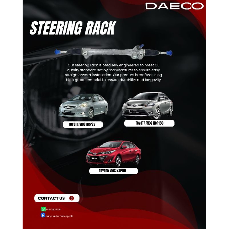 DAECO Steering Rack for Toyota Vios NCP93 NCP150 NSP151 | Shopee Malaysia