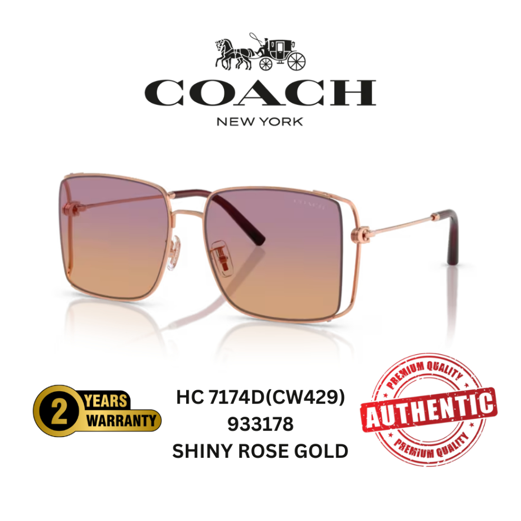 COACH Women Sunglasses HC7174D 933178 Shiny Rose Gold (Original)(2 ...