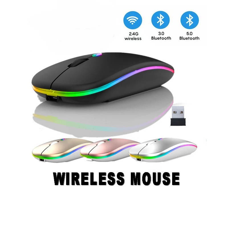 Bluetooth Wireless Mouse 5.0 + 2.4GHz RGB Light Mice Mouse For PC ...