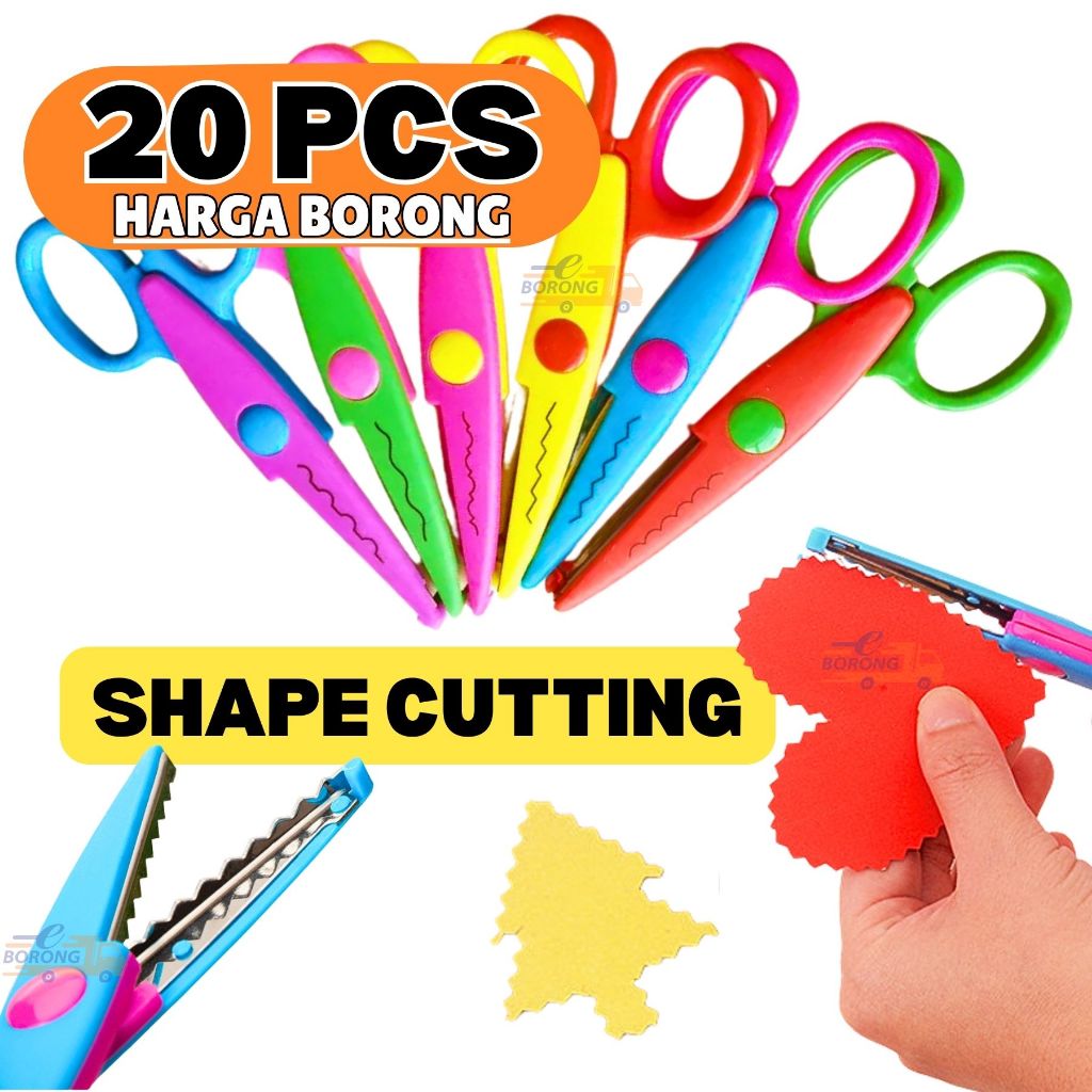 BORONG【20 pcs】Kids Shape Cutting Scissors Student Kid Baby Scissor ...