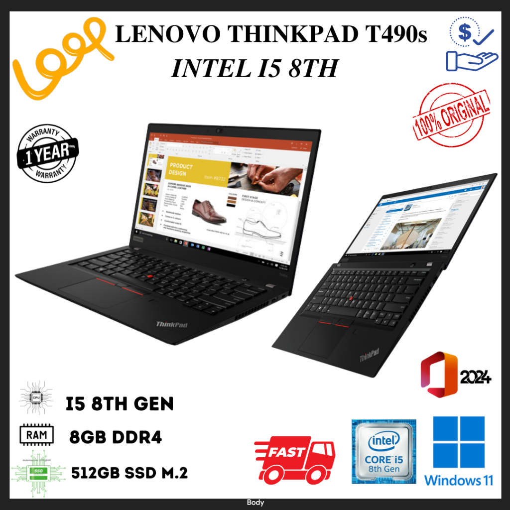 Lenovo ThinkPad T490s Intel Core i5 8th Generation 14" FHD Display Ram ...