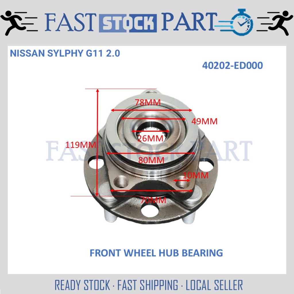 1PC FRONT WHEEL HUB BEARING - 40202-ED000 NISSAN SYLPHY G11 2.0 ...