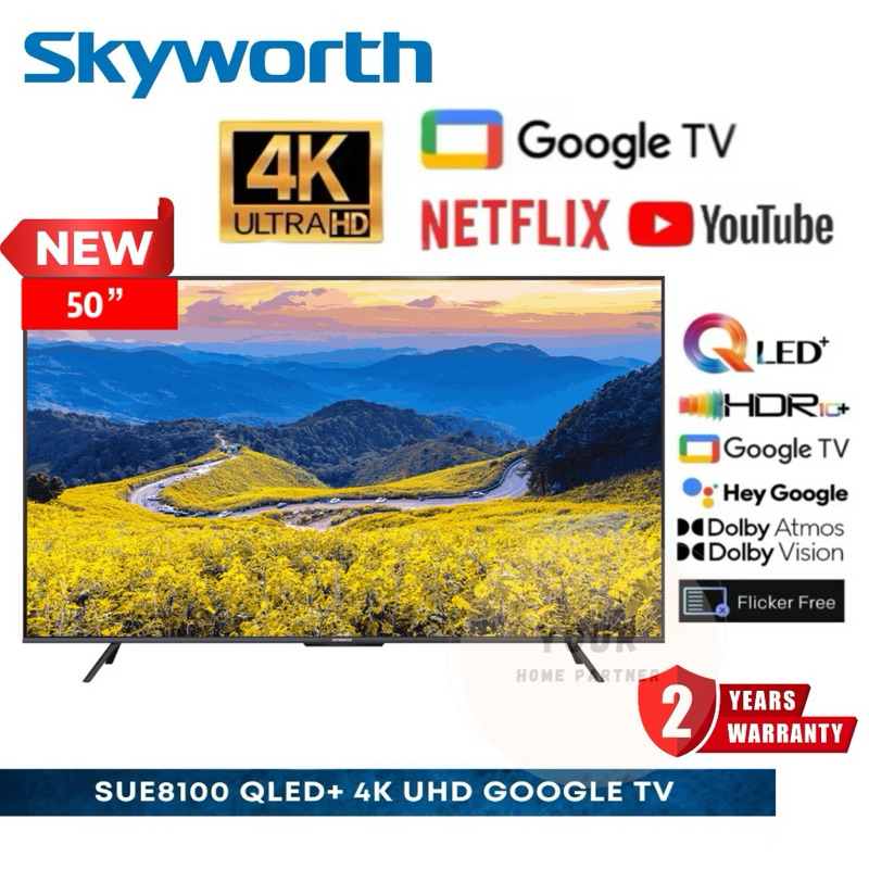 Skyworth QLED SUE8100 series 50" 55" 65" inch 4K LED GOOGLE TV QLED ...