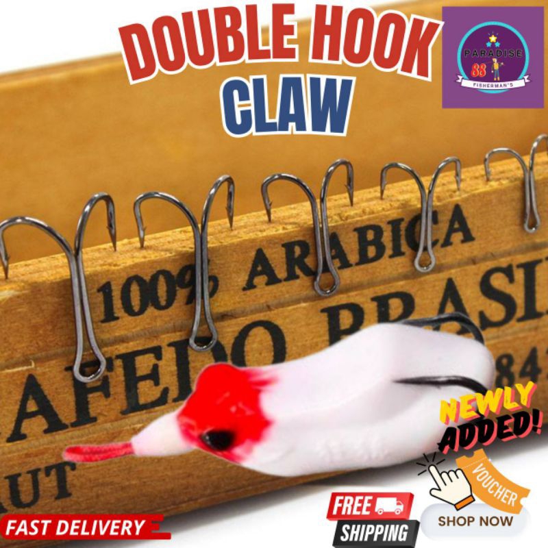 【Double hook】Two claw hook/soft frog hook / fishing Hook / Mata kail ...