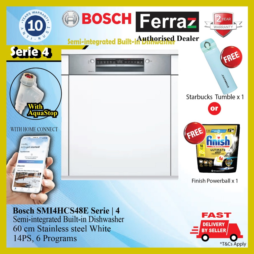 Bosch SMI4HCS48E Siri 4 Separa bersepadu Terbina dalam Mesin basuh ...