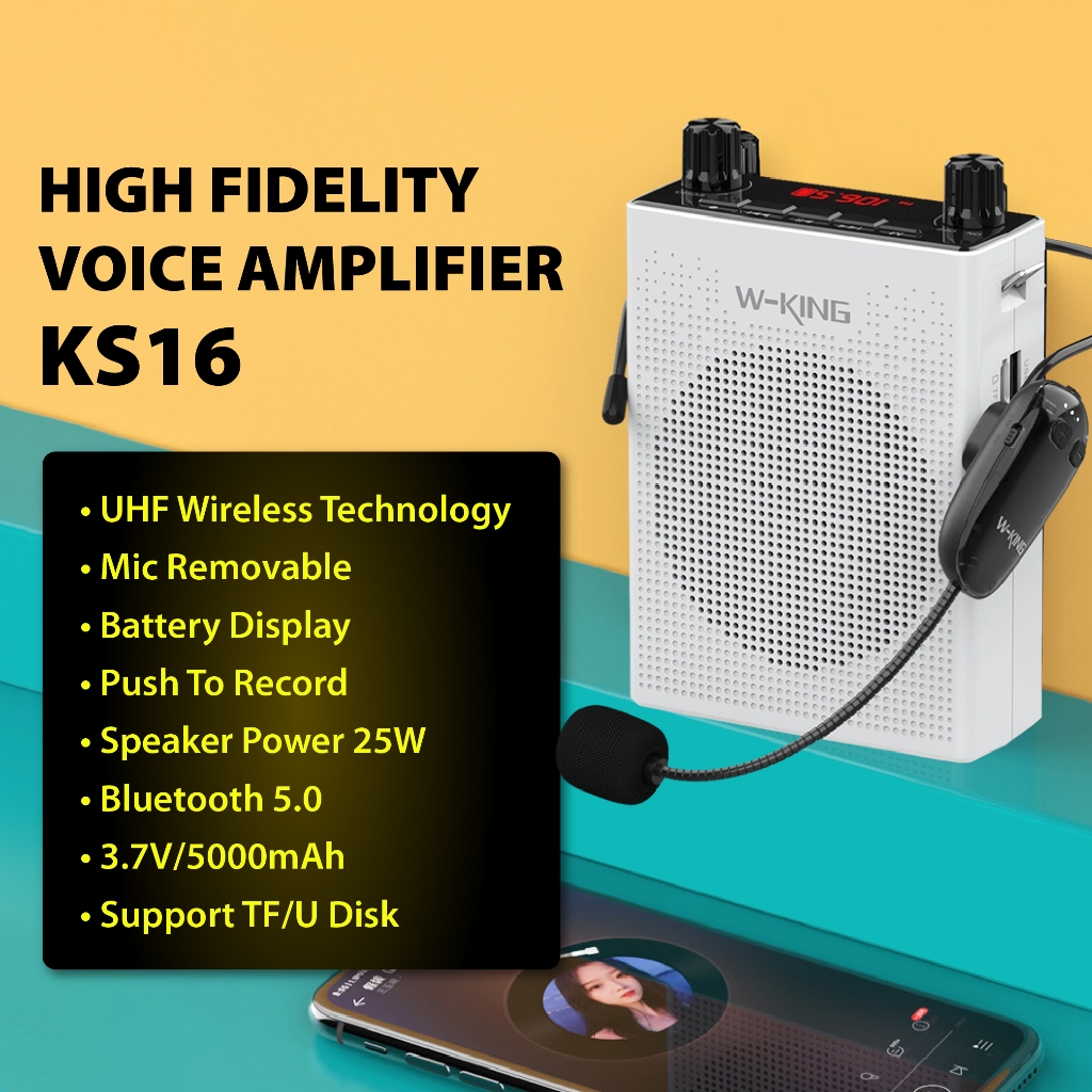 [New Model] W-KING KS16 Wireless Amplifier Speaker Teacher & Tour Guide ...