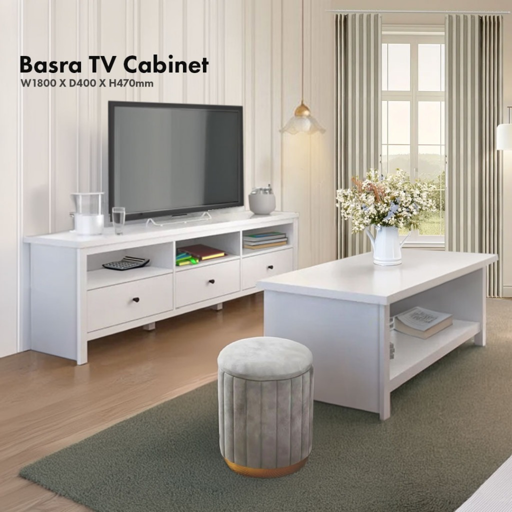 Finsso: Basra Series TV Cabinet Modernist Design / Tv Rack / Console / Rak TV Meja 3 Drawer TV ...