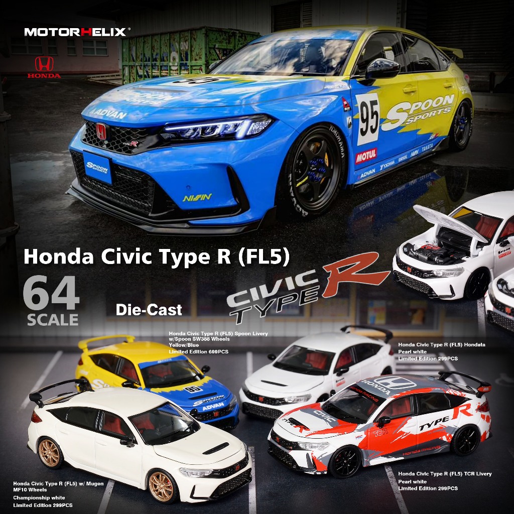 Motor Helix 1/64 Honda Civic Type-R, FL5 Spoon Livery with SW388 Wheels ...