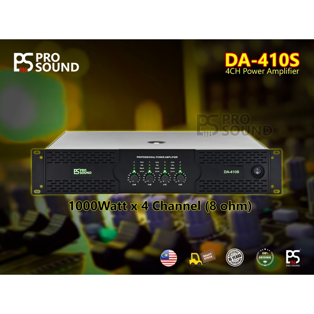 PS Pro Sound DA-410S POWER AMPLIFIER 4CH Professional Power Amp 4x1000W ...