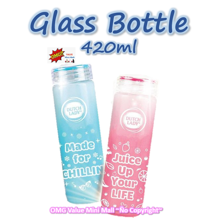 [Dutch Lady] Coated Tall Glass Water Bottle Tumbler - 480ml Student ...