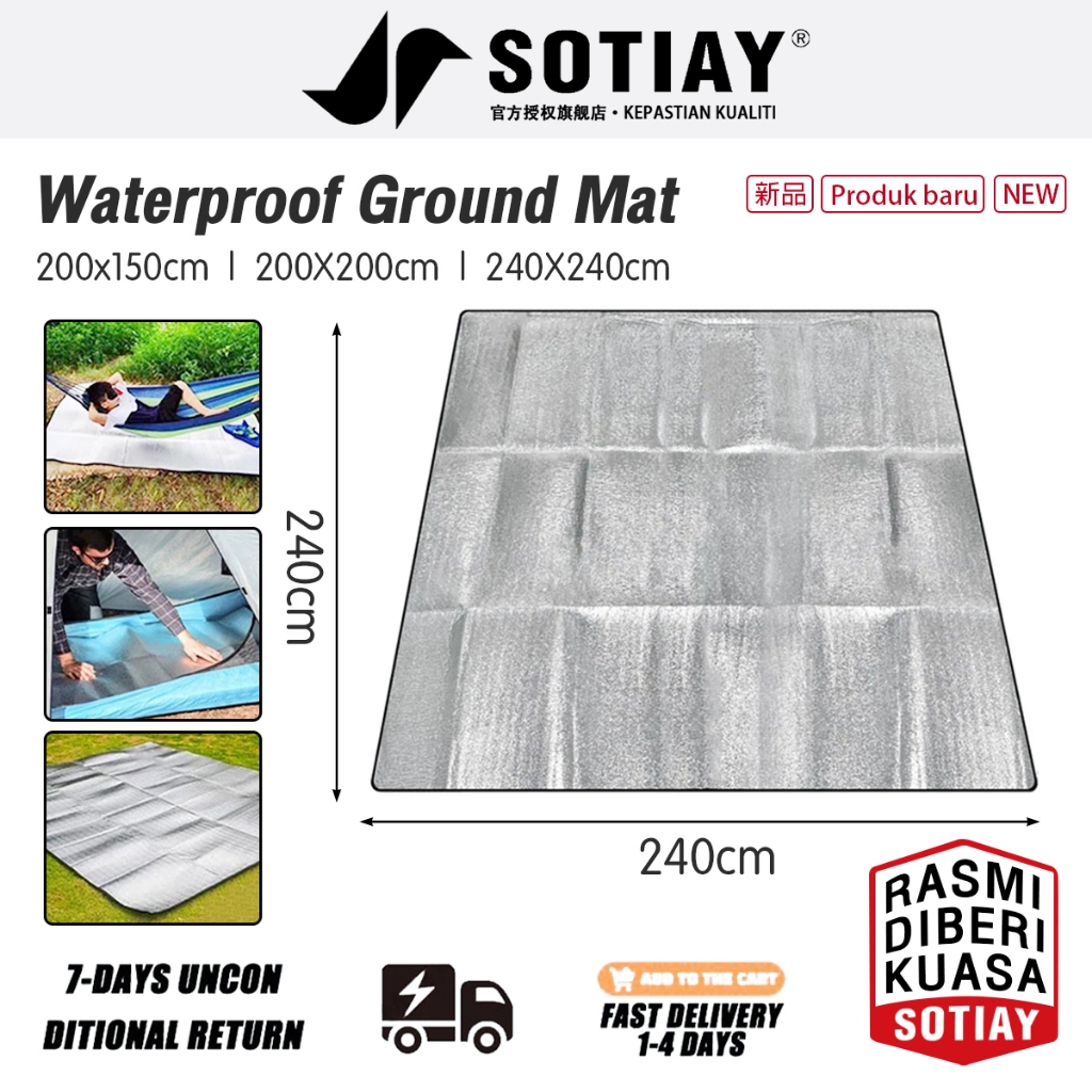 Waterproof Ground Mat Camping Double Sided Aluminium Foil Tikar Beach ...
