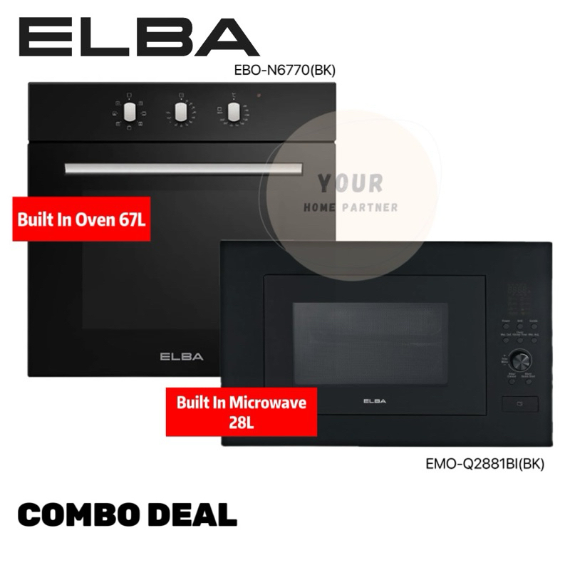 [Combo Deal]Elba Built In Oven 67L EBO-N6770(BK)+Elba Built In ...