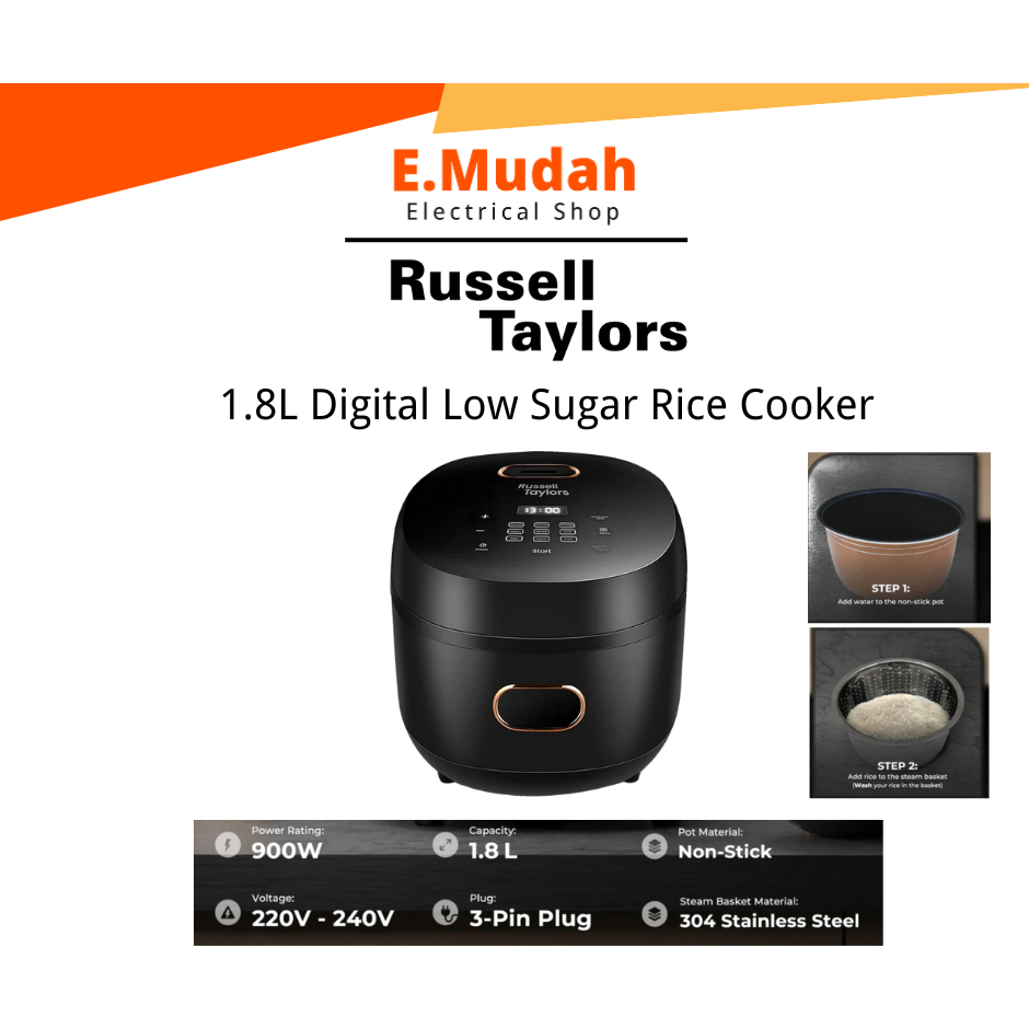Russell Taylors 1.8L Digital Low Sugar Rice Cooker (RC10) | Shopee Malaysia