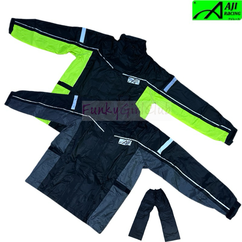 RAIN COAT AJI RACING ORIGINAL 2 LAYER BAJU SELUAR HUJAN RAIN SUIT NEON ...