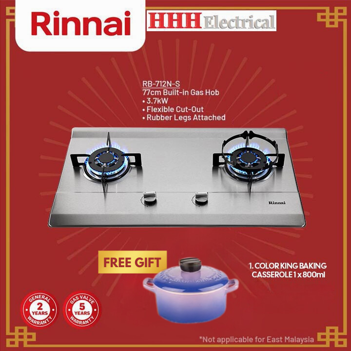 RINNAI BUILT-IN GAS HOB RB-712N-S | Shopee Malaysia