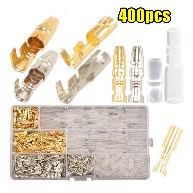400pcs Wayar Elektrik Kabel 3.9mm Bullet Terminals Male & Female Wire ...