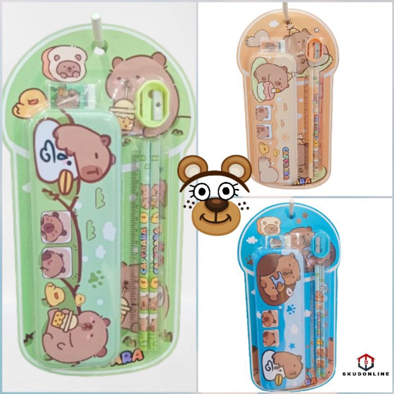 Capybara Stationary Set Box 6 in 1 School Kids | Shopee Malaysia