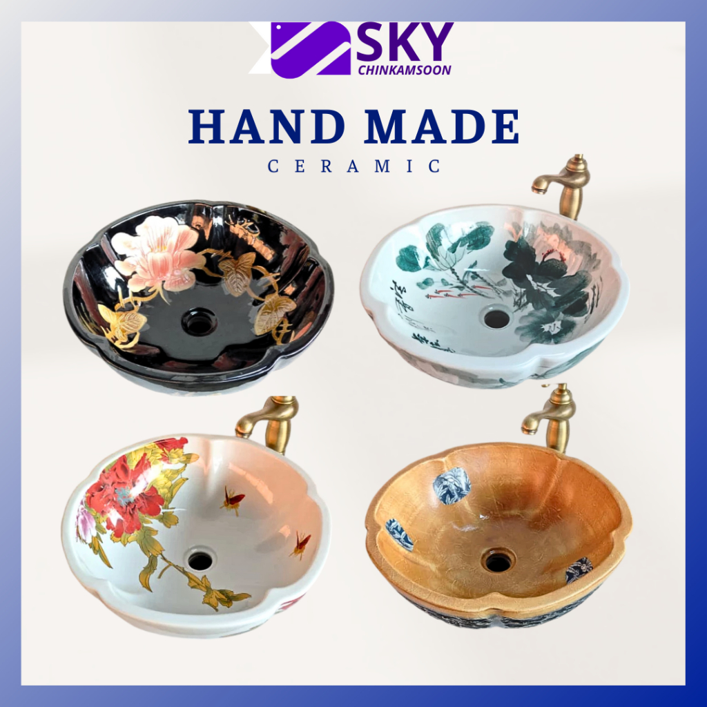 (🔥Ready Stock🔥 MALAYSIA) HAND MADE CERAMIC ABOVE COUNTER TOP ART SINK ...