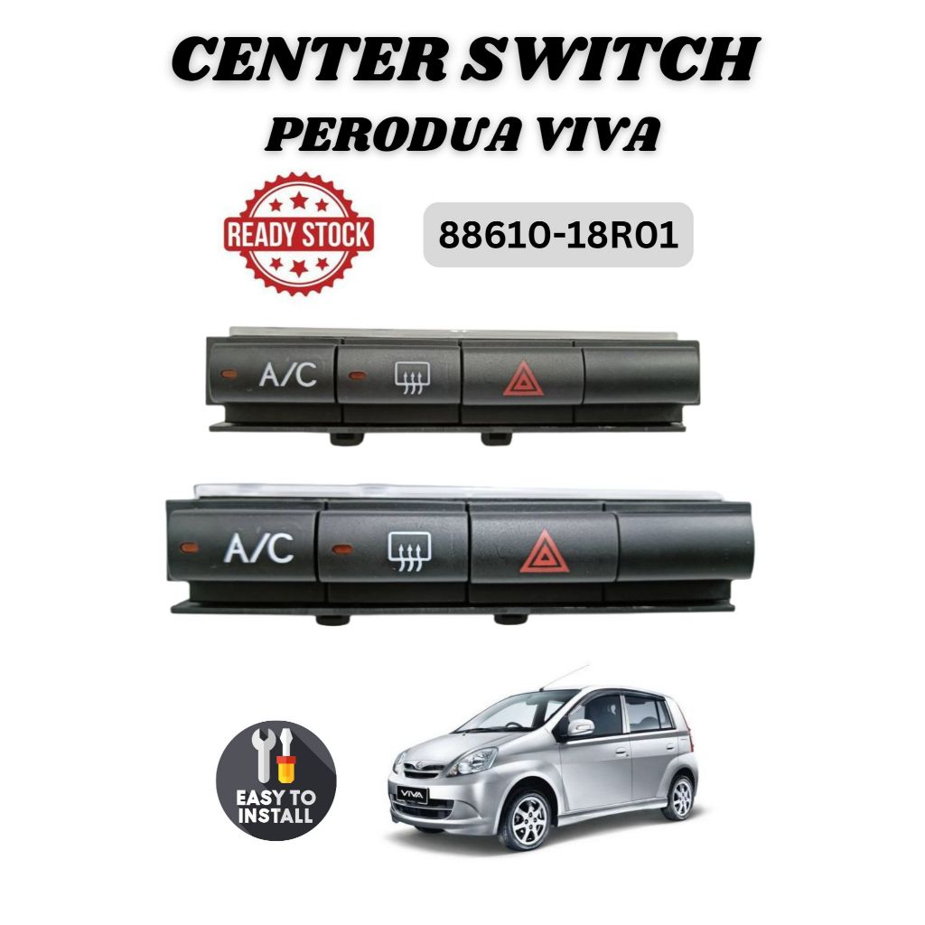 PERODUA VIVA DASHBOARD CENTER SWITCH AIRCOND HEATER SWITCH & EMERGENCY ...