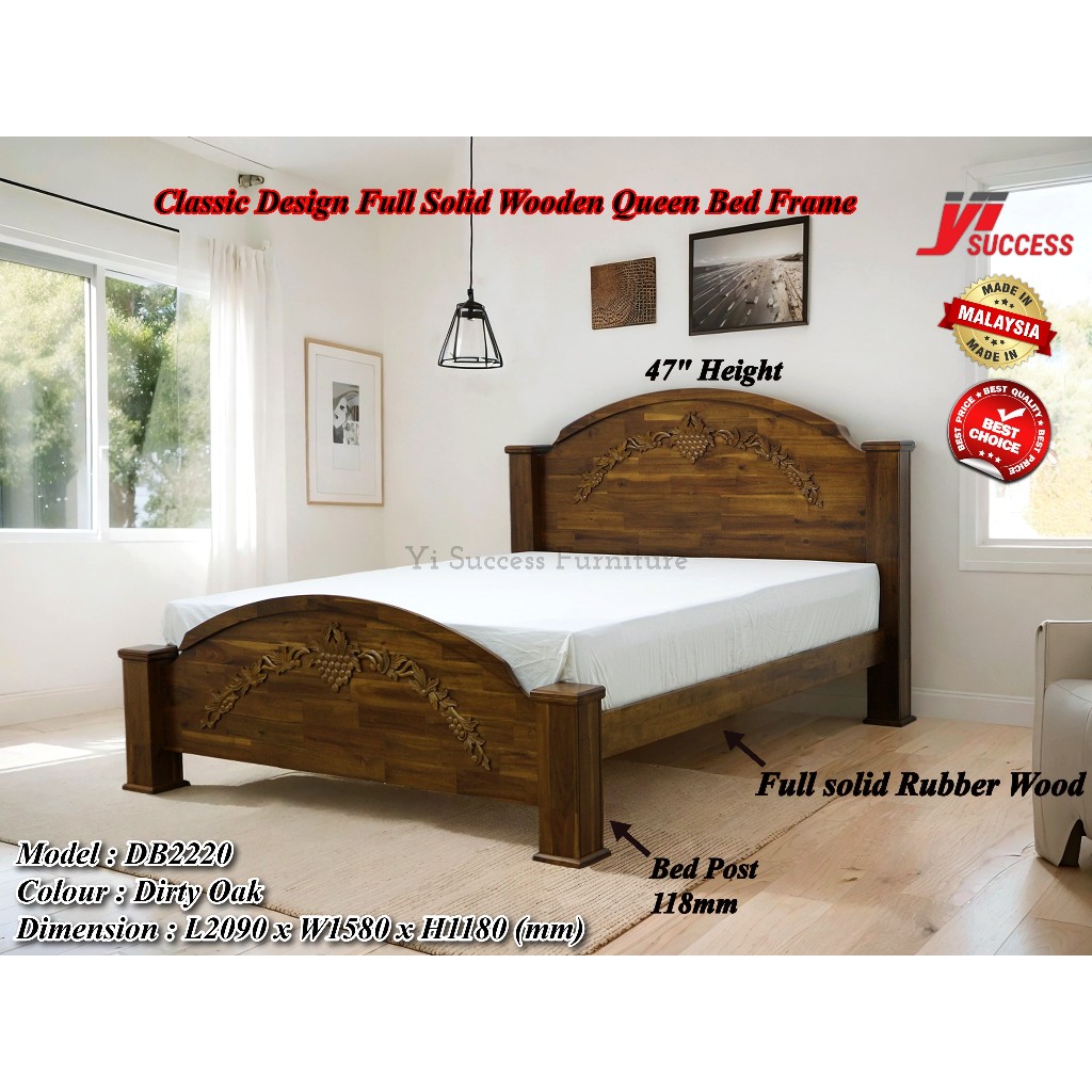 Yi Success Maxolon Wooden Queen Bed Frame / Full Solid Wooden Queen Bed ...