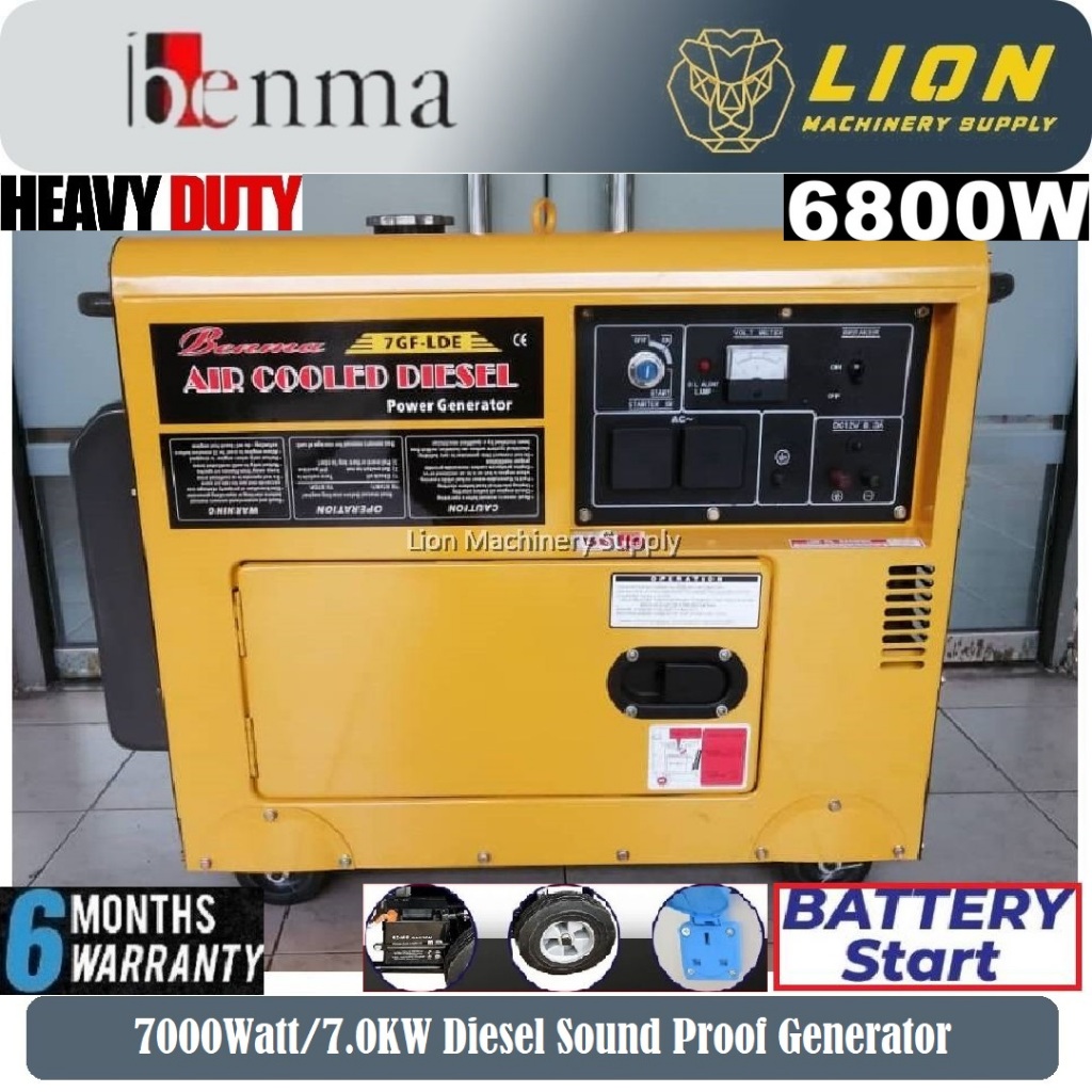 BENMA 6.8kVA Sound Proof Diesel Generator 7GF-LDE - Battery Start - 3 ...