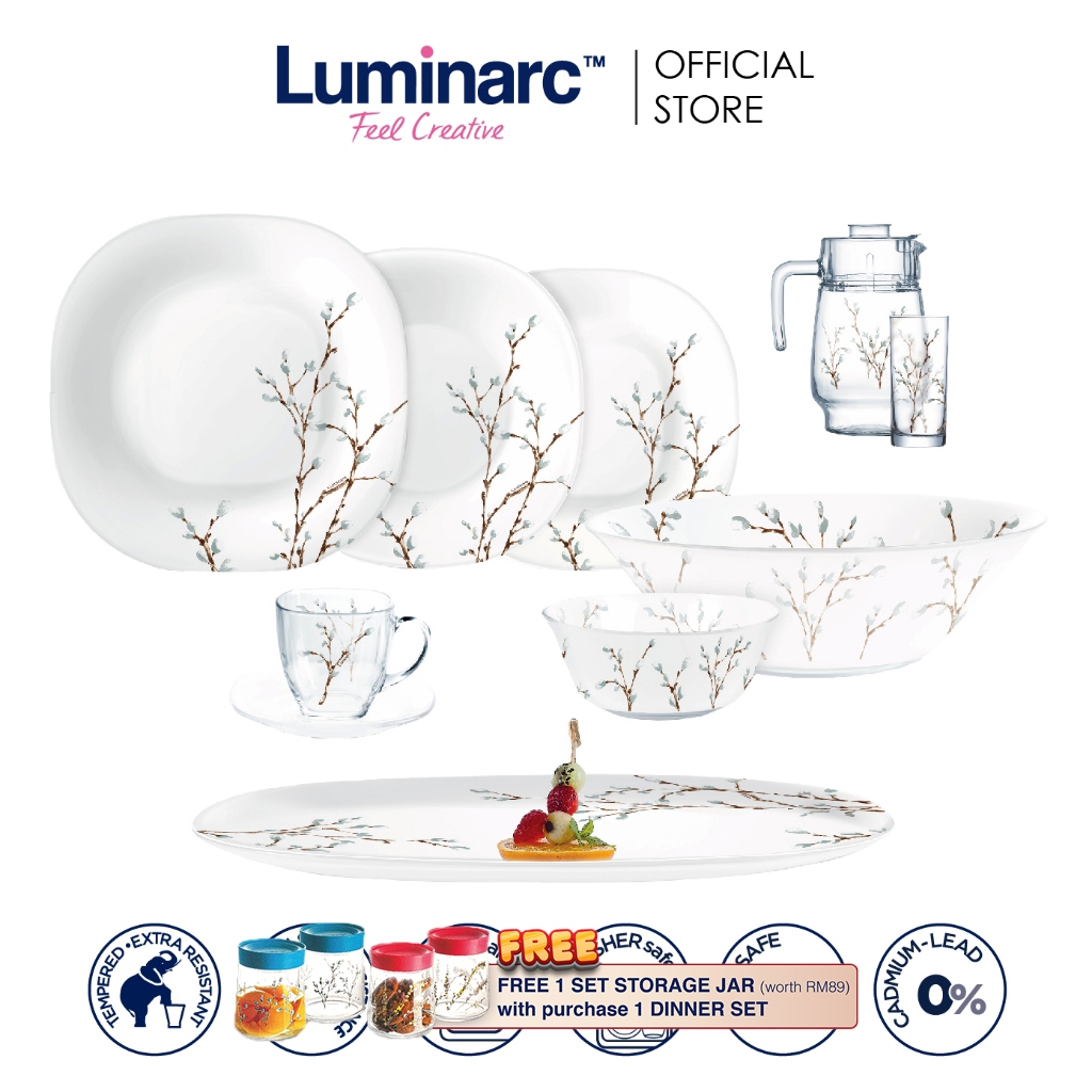 Luminarc Hana White Jumbo Dinner Set - Flora (46 Pieces) [Model: N2314 ...