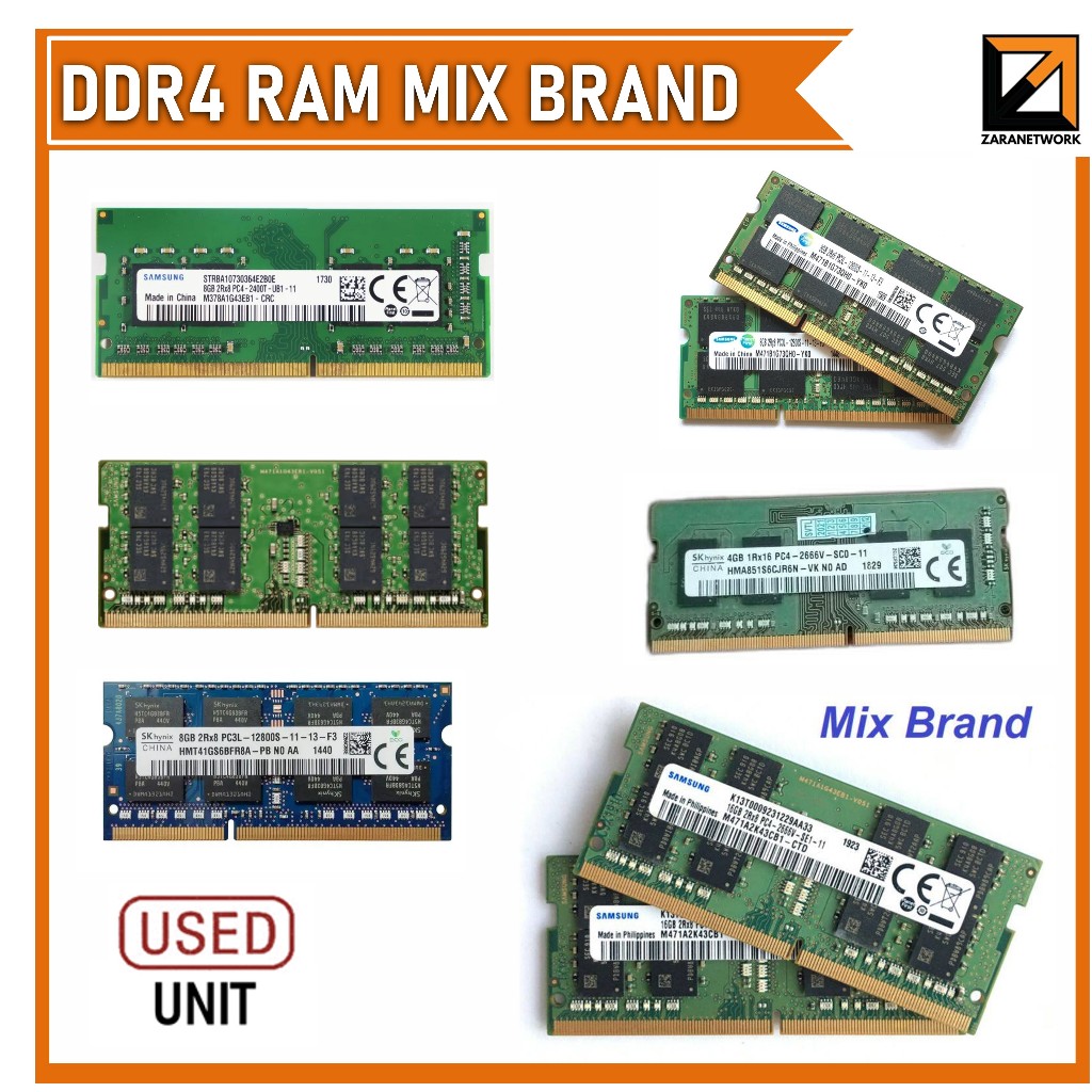 RAM DDR4 (4GB / 8GB / 16GB / 32GB ) MIX BRAND NOTEBOOK RAM / MICRO PC ...