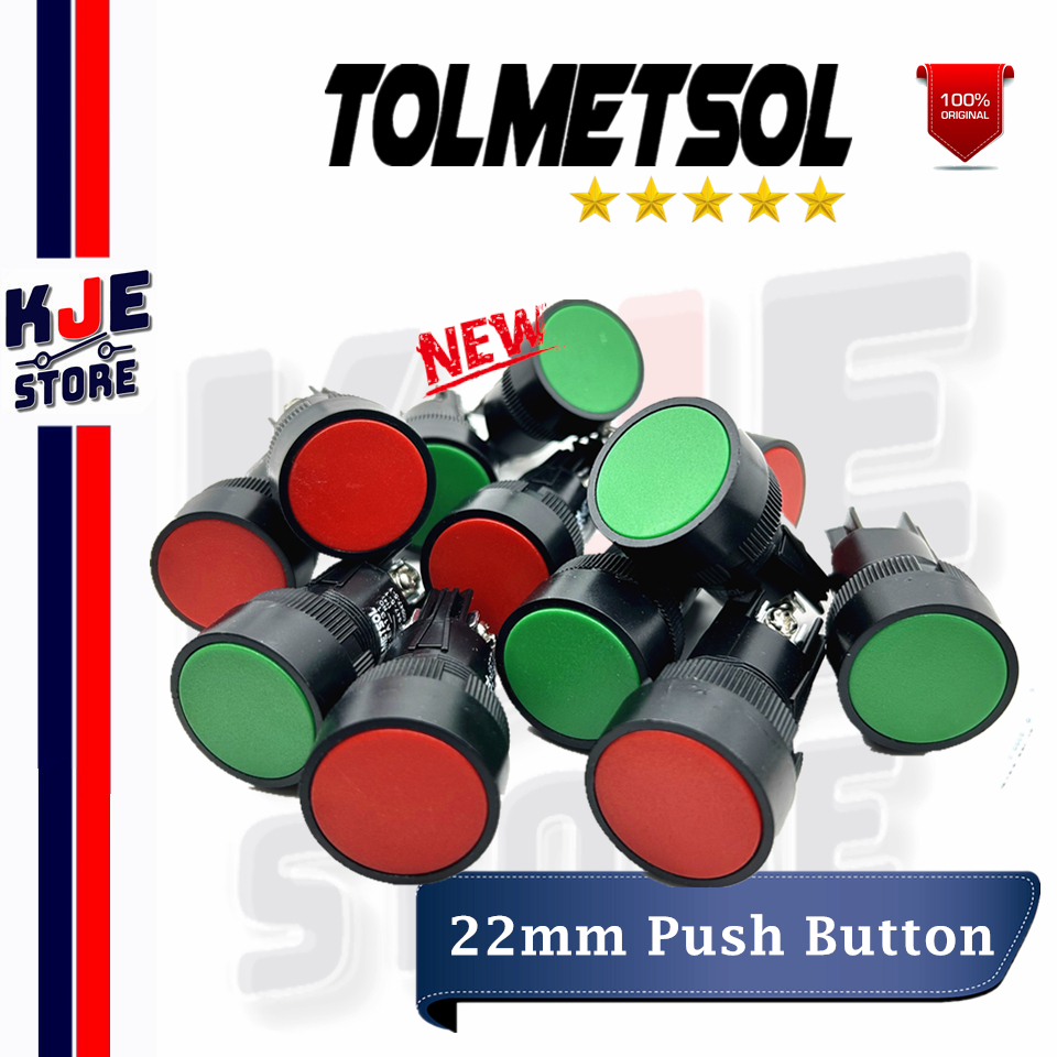 TOLMETSOL XB2 Series PUSH BUTTON 22mm RED 1NC GREEN 1NO Momentary Button Flat Head | Shopee Malaysia