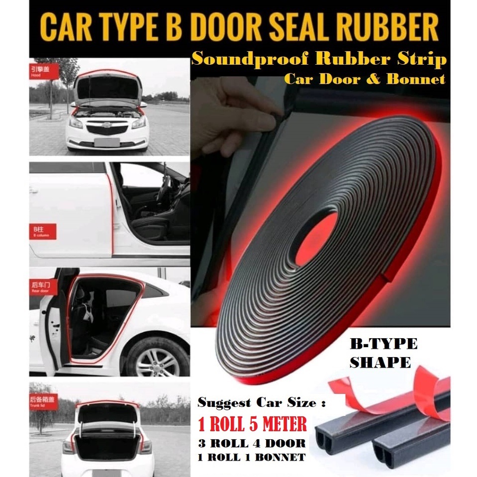Car Door Edge Rubber Seal Strip Soundproof Sound Insulation Silencer ...