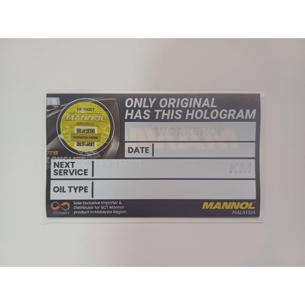 ORIGINAL MANNOL Malaysia Mileage Sticker for Windscreen | Shopee Malaysia