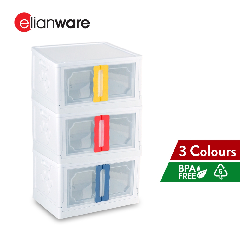 Elianware 1/3PCS Stackable Storage Box Drawer Almari Baju Almari ...