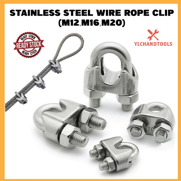 1 PIECE STAINLESS STEEL WIRE ROPE CLIP (12MM,16MM,20MM ) | Shopee Malaysia