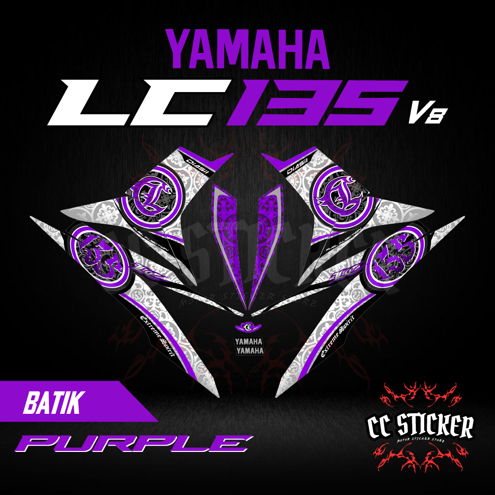 YAMAHA LC135 V8 | MOTOR STICKER STRIPE BATIK DESIGN CUSTOM BODY STICKER ...