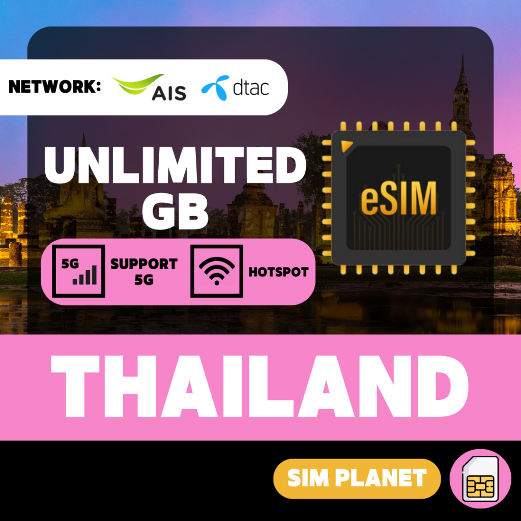 eSIM Planet 【 Thailand 】DTAC Unlimited GB Travel eSIM + Phone Numbers 5G HIGHSPEED | Shopee Malaysia