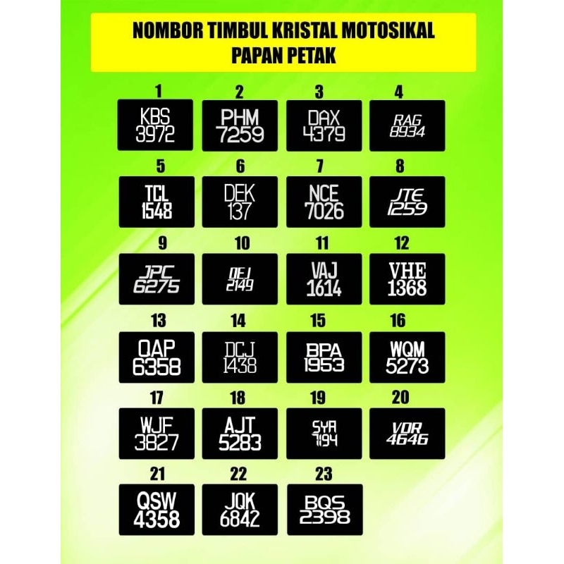 Plate Kristal 3D/Plat Murah 3D/Plat Murah Kristal/Nombor Plate Murah 3D ...