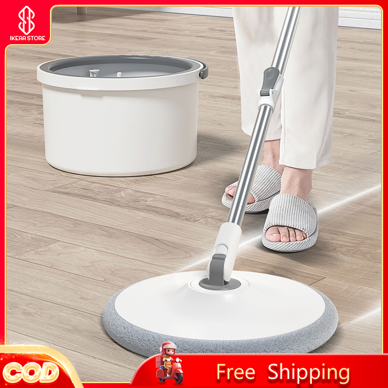 Spin Mop Flat Mop Round Head Floor Cleaner Quick Dry Microfiber Cloth ...