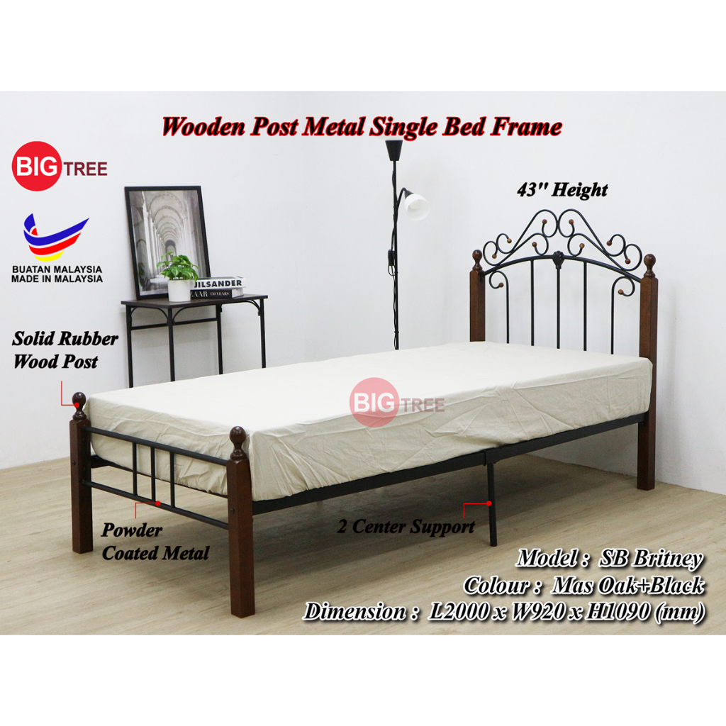 Big Tree Wooden Post Single Bed Frame / Wooden Post Metal Single Bed ...