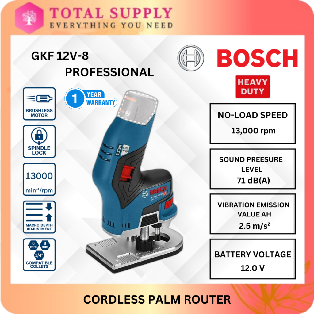 BOSCH GKF 12V-8 CORDLESS PALM ROUTER | Shopee Malaysia