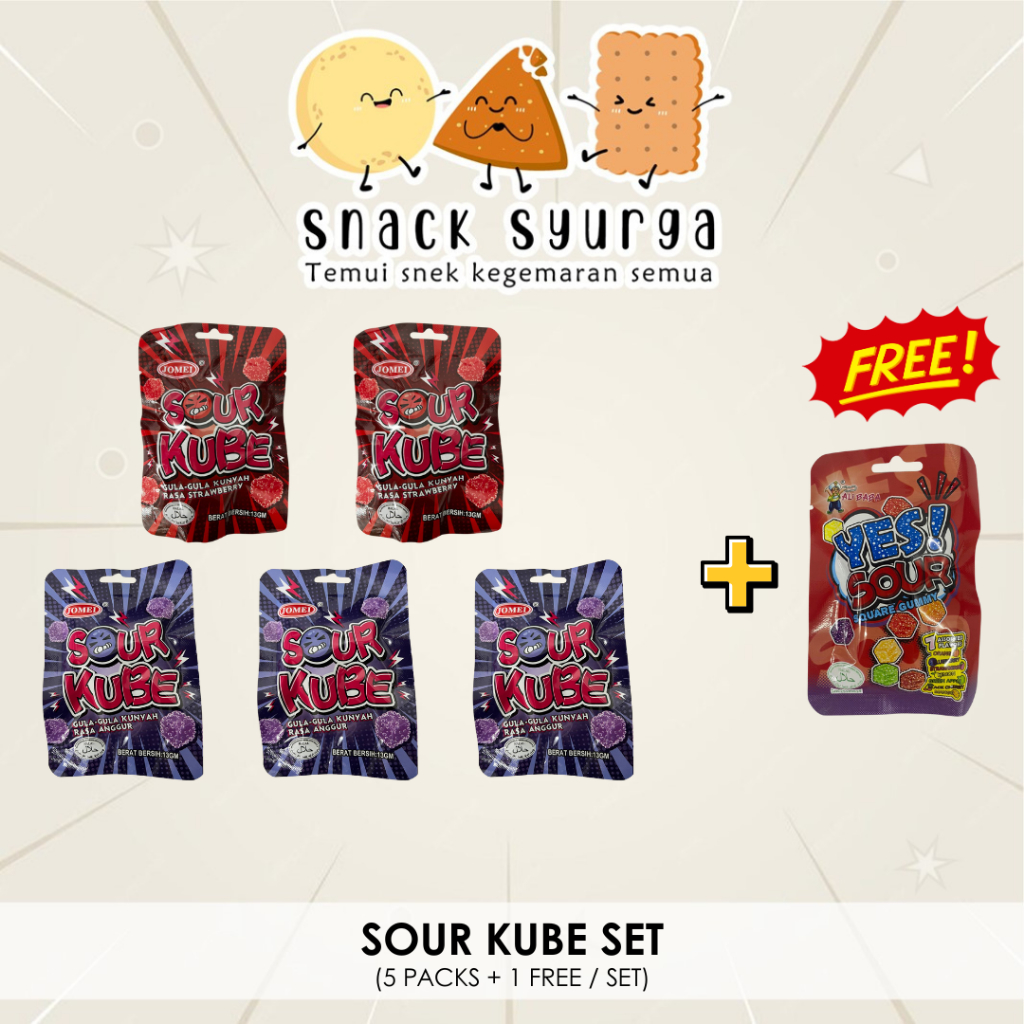 [BUY 5 FREE 1] SNACK SYURGA SOUR KUBE CHEWY CANDY SOUR SWEET YUMMY (5 ...
