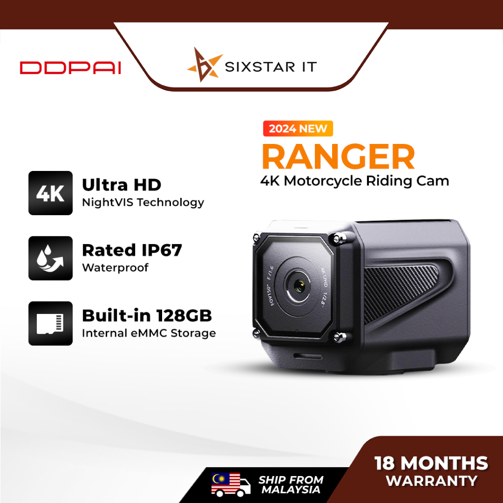 DDPAI Ranger 4K Riding IP67 Waterproof Motorcycle Motor Dash Cam ...
