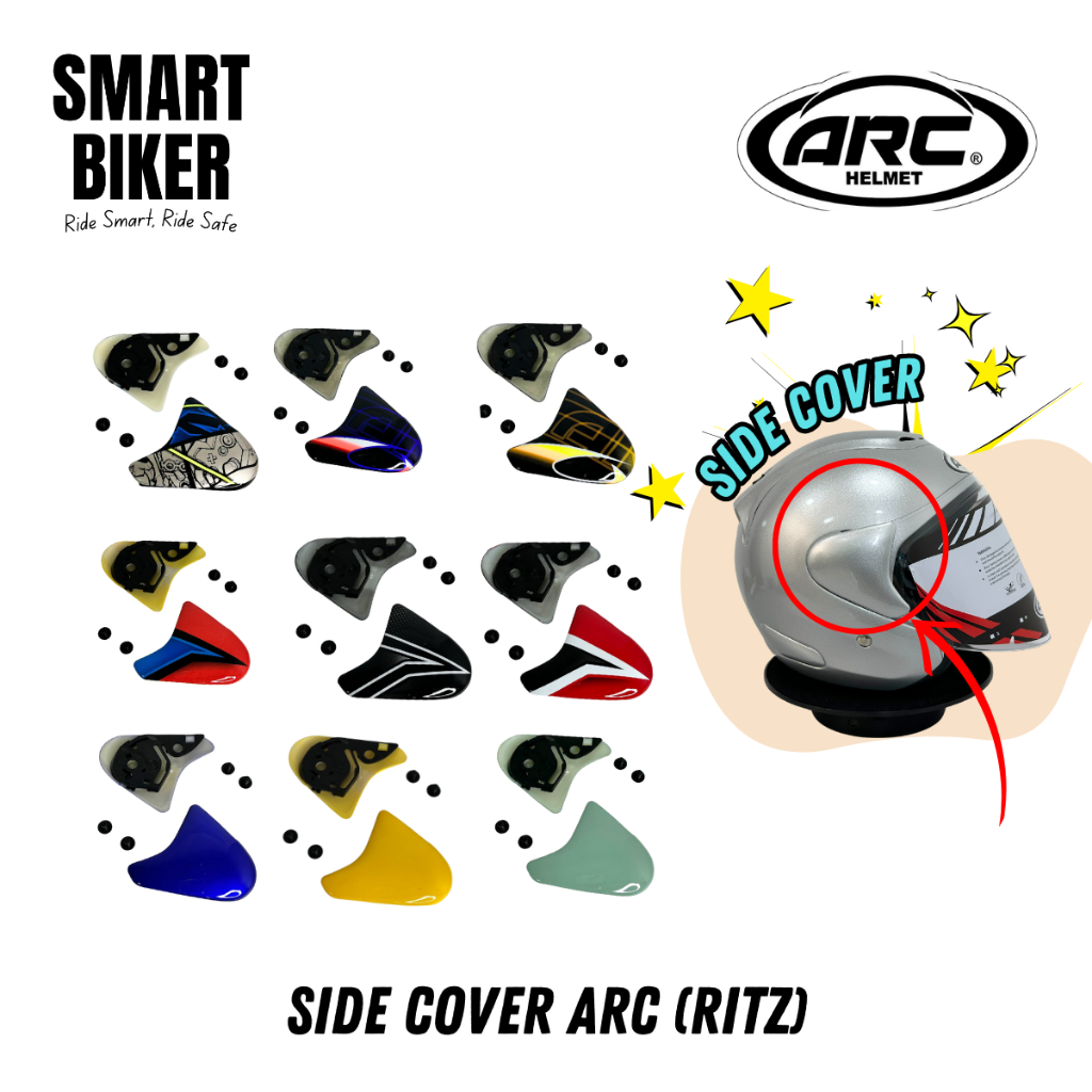 Side Cover ARC Ritz Helmet (Suitable for ARC Ritz Plain, Modern, Pastel ...