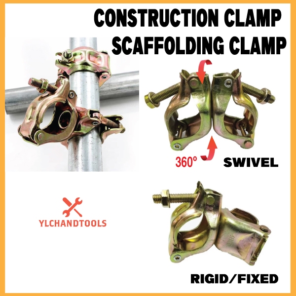 Construction Clamp Scaffolding Clamps Rigid Fix & Swivel 48.6MM Scaffolding Pengapit Sepit ...